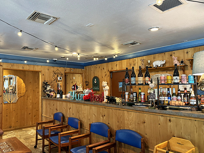 A bar stocked with the essentials, because when you're serving food this good, you don't need fancy mixologists &ndash; just cold beer and honest pours. 