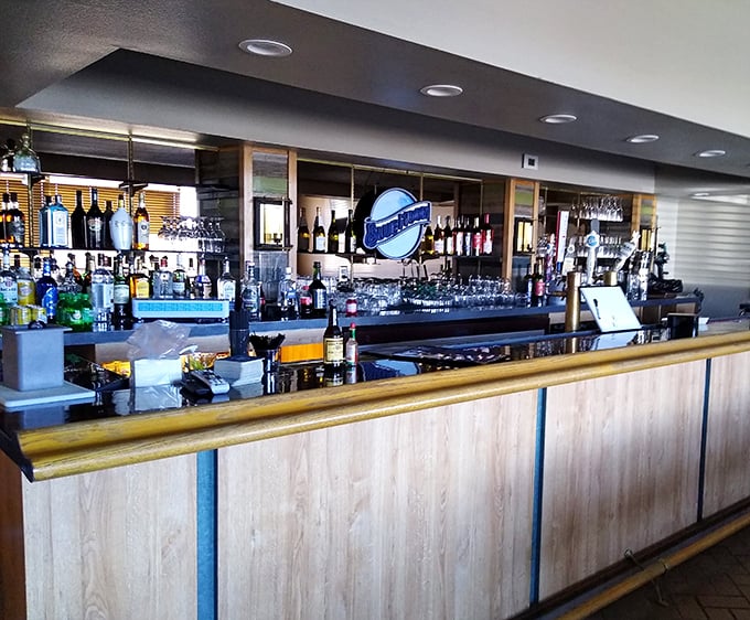 A well-stocked bar ready to quench any thirst. After all, a proper prime rib deserves a proper beverage companion on this culinary journey.