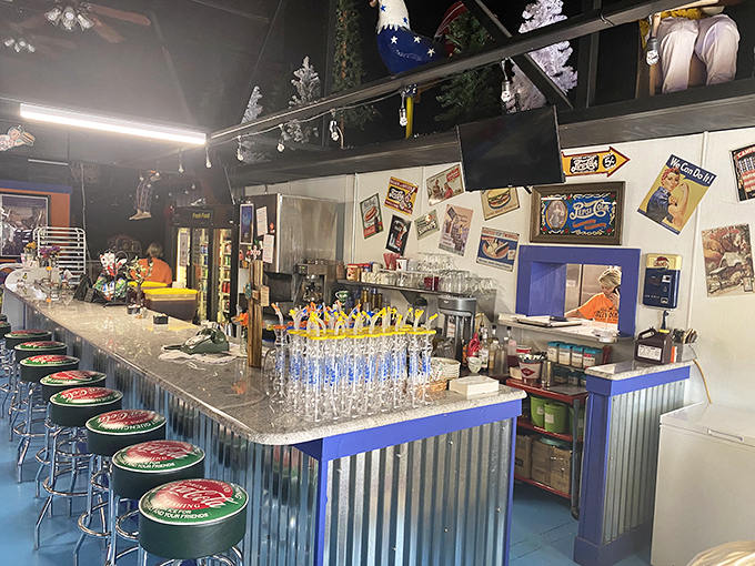 The counter seating offers front-row tickets to the culinary show. Those vintage-style stools have supported generations of happy eaters.