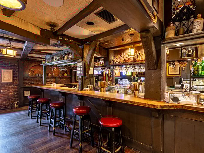 The bar is where time stands still&mdash;in the best possible way. Red stools invite you to sit and contemplate life's great mysteries, like which Scotch to try next.