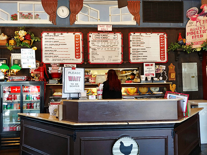 The counter where magic happens. Those desserts on display aren't just tempting you&mdash;they're daring you to save room.