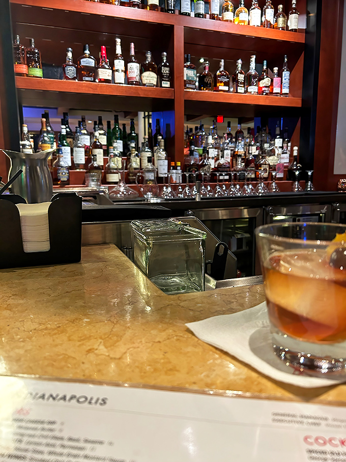 Behind every great meal is a great bar&mdash;this impressive collection of spirits stands ready to complement whatever comes off those famous grills.