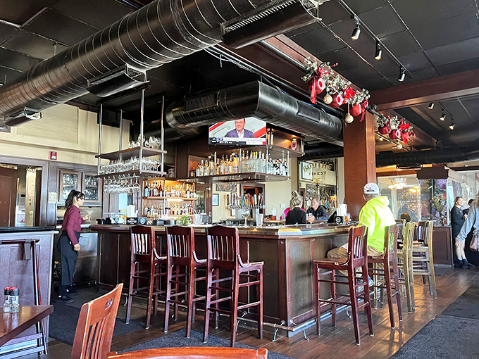 The bar stands ready for action like a well-organized ship's galley&mdash;where maritime-inspired libations are crafted with precision and flair.
