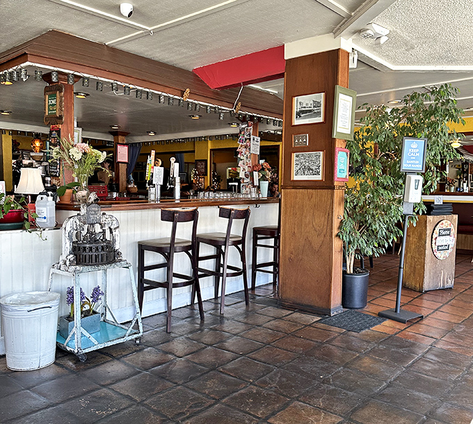 The bar area beckons with promises of craft beers and well-chosen wines while you contemplate the serious business of pizza selection.