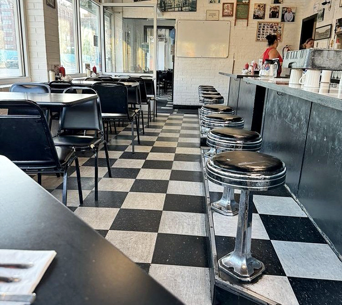 These counter stools have heard more Kansas City stories than any therapist in town. Each one offers front-row seats to the breakfast show.