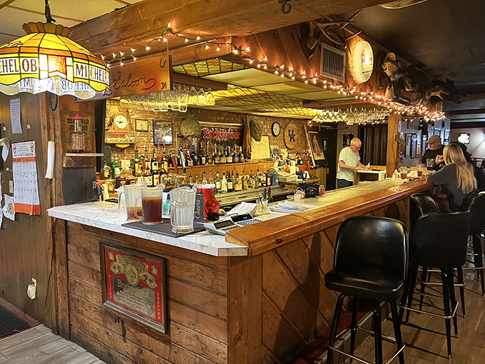 This isn't just a bar&mdash;it's a shrine to conviviality where string lights and Michelob signs create the perfect backdrop for life's celebrations.