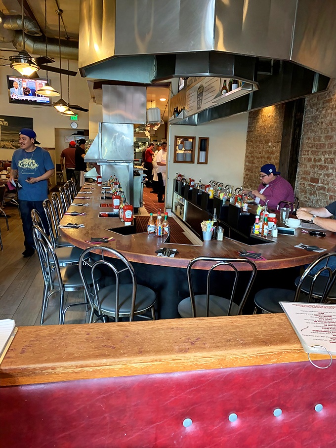 Counter seating offers front-row tickets to the greatest breakfast show on earth, no reservations required.