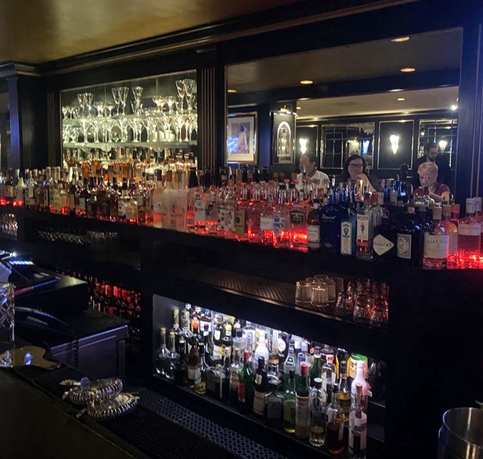 A bar stocked so comprehensively it looks like the United Nations of spirits&mdash;where bourbon diplomats mingle with vodka ambassadors.