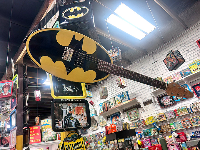 Batman's iconic symbol transformed into a guitar? The Caped Crusader would approve of this musical tribute to Gotham's hero.
