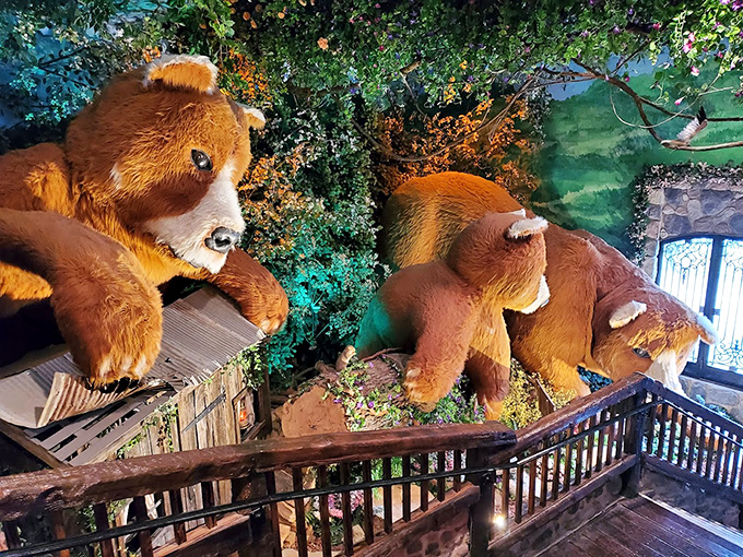 The "Main Street of Yesteryear" exhibit features whimsical displays like these bears, bringing vintage department store magic back to life.