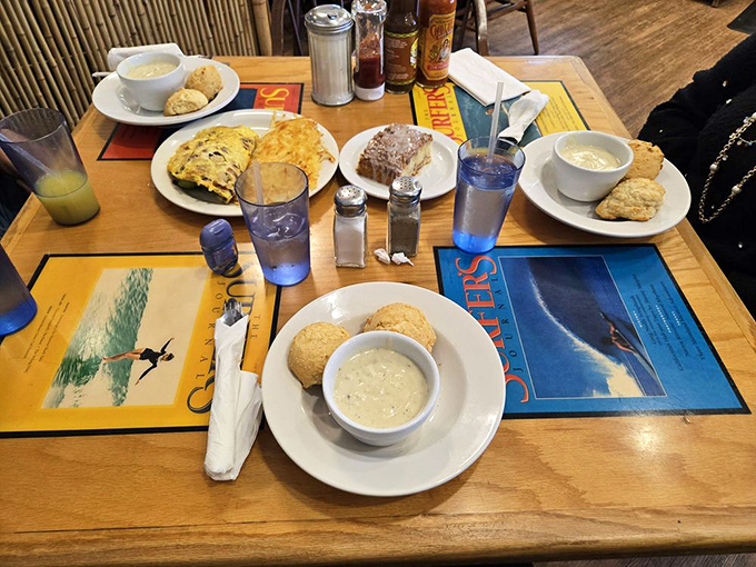 A spread fit for royalty&mdash;where biscuits, gravy, eggs, and all the fixings create a breakfast tableau worthy of a still-life painting.