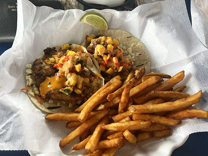 These fish tacos are what happens when the ocean and a garden have a delicious meeting on a tortilla dance floor.