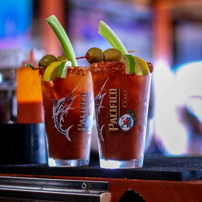 Bloody Marys so perfectly garnished they deserve their own Instagram account. The celery stalk is just showing off at this point.