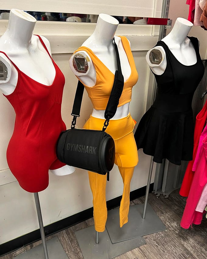 Mannequins modeling what could be yours. That sunshine-yellow workout set is practically begging for its Instagram debut.