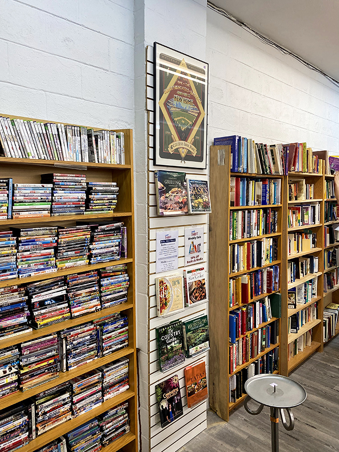 The book section rivals small-town libraries, offering dog-eared paperbacks and pristine hardcovers waiting for their next reader.