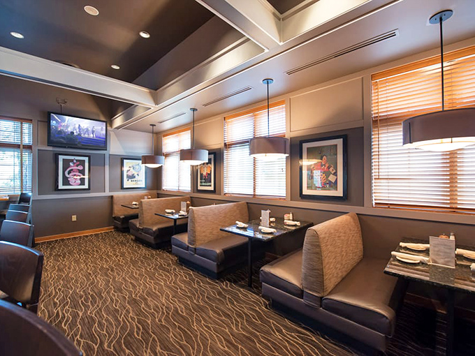 These comfortable booths invite lingering conversations over exceptional food, where time seems to slow down just right.