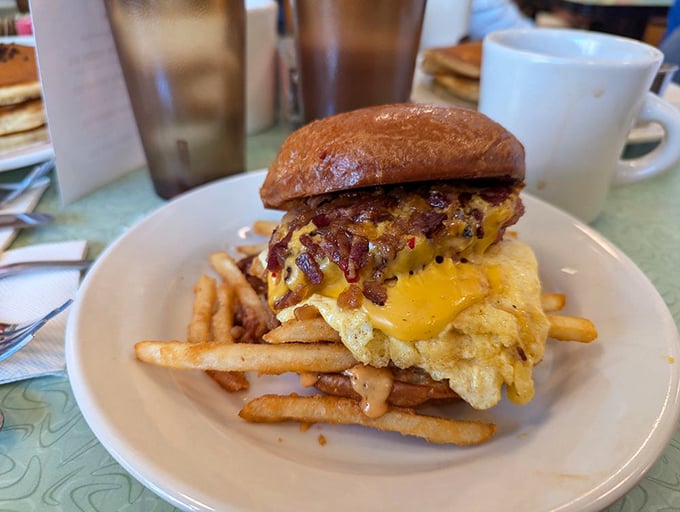 The breakfast burger that answers the eternal question: "Why choose between breakfast and lunch when you can have both?"