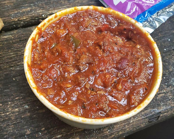 Brisket chili &ndash; where smoked meat meets slow-simmered magic in a bowl that's worth the inevitable shirt stains and happy food dance.