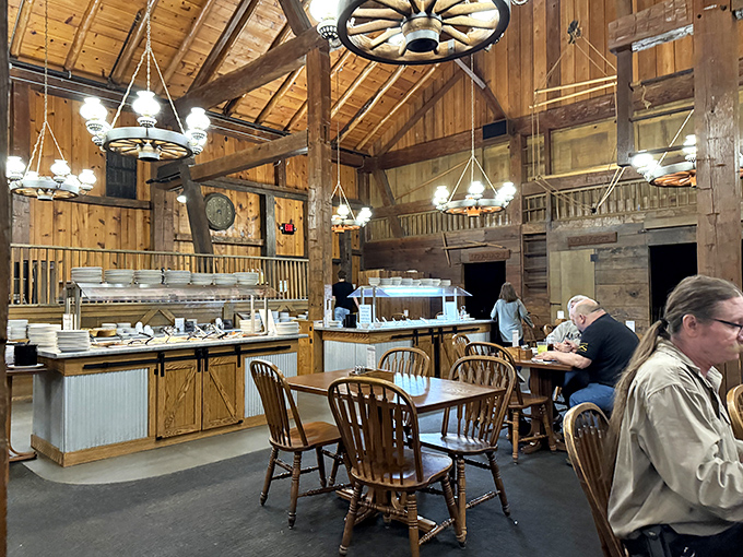 The buffet area isn't just serving food—it's serving memories. Each station offers a different chapter in the comfort food story.