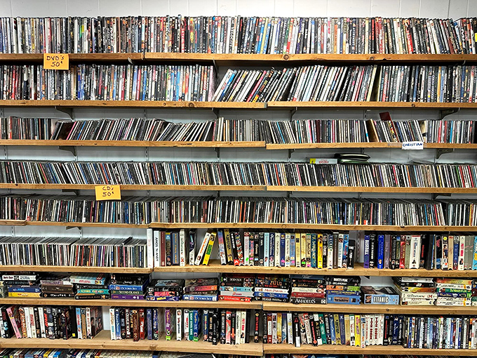 The DVD and CD collection rivals the Library of Alexandria, if Alexandria had been really into '90s rom-coms and classic rock.