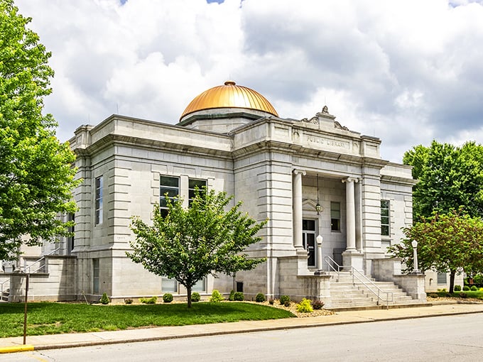 The Carthage Carnegie Library's copper dome gleams like a beacon of knowledge. One of 2,509 libraries funded by Andrew Carnegie, yet uniquely Carthage.