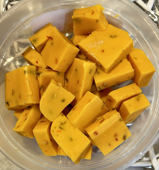 Cubes of pepper-flecked cheddar await their destiny as the perfect snack or sandwich companion&mdash;simple pleasures in their purest form.