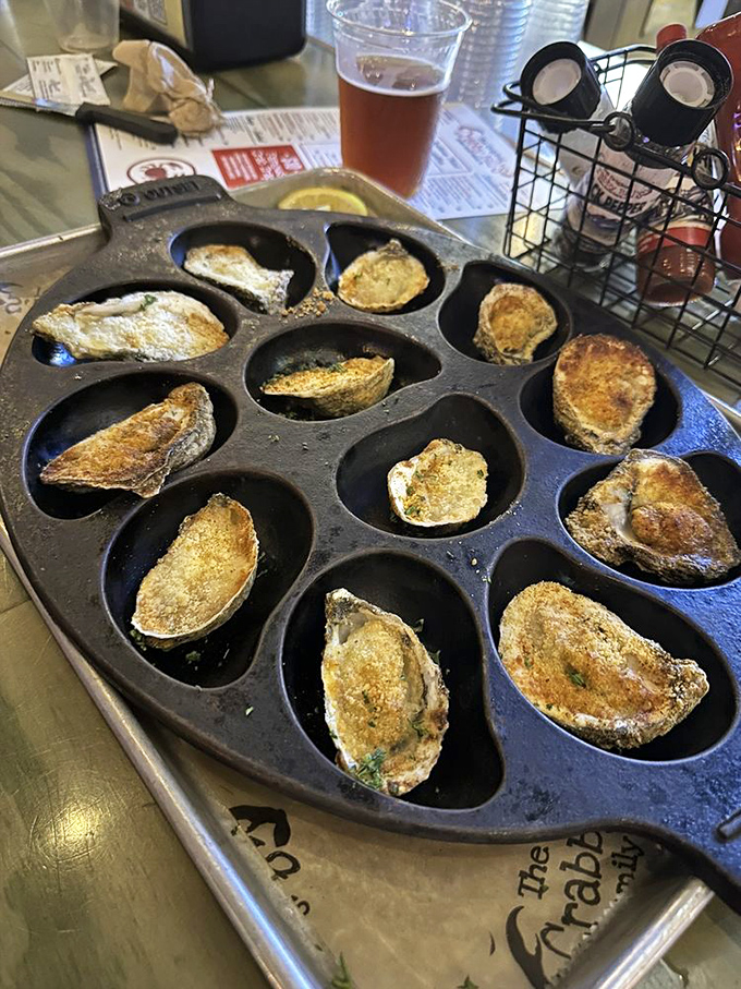 Chicago oysters lined up like delicious little soldiers in their cast iron barracks. Proof that seafood and presentation can both be works of art.