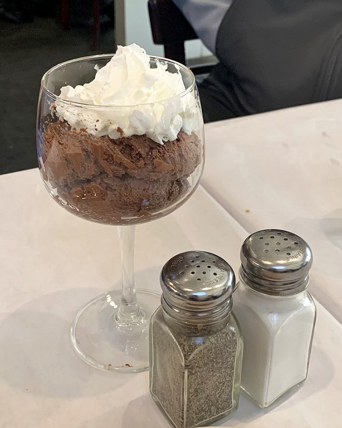 Chocolate mousse that makes you consider skipping the seafood next time. (You won't, but the thought will cross your mind.)