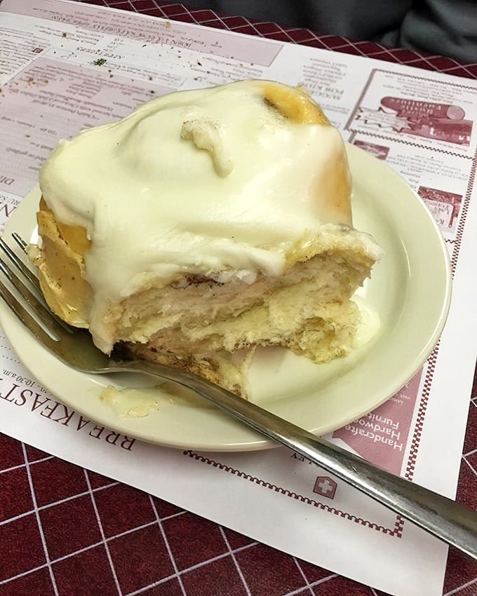 A cinnamon roll that doesn't need social media validation – it's been collecting real-world followers through the power of butter and spice.