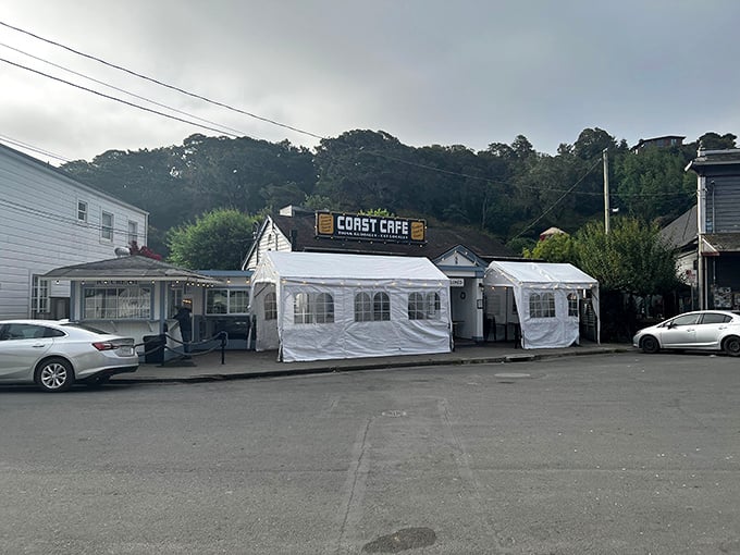 The Coast Cafe stands ready to serve, its unassuming exterior hiding seafood treasures that would make Neptune jealous.