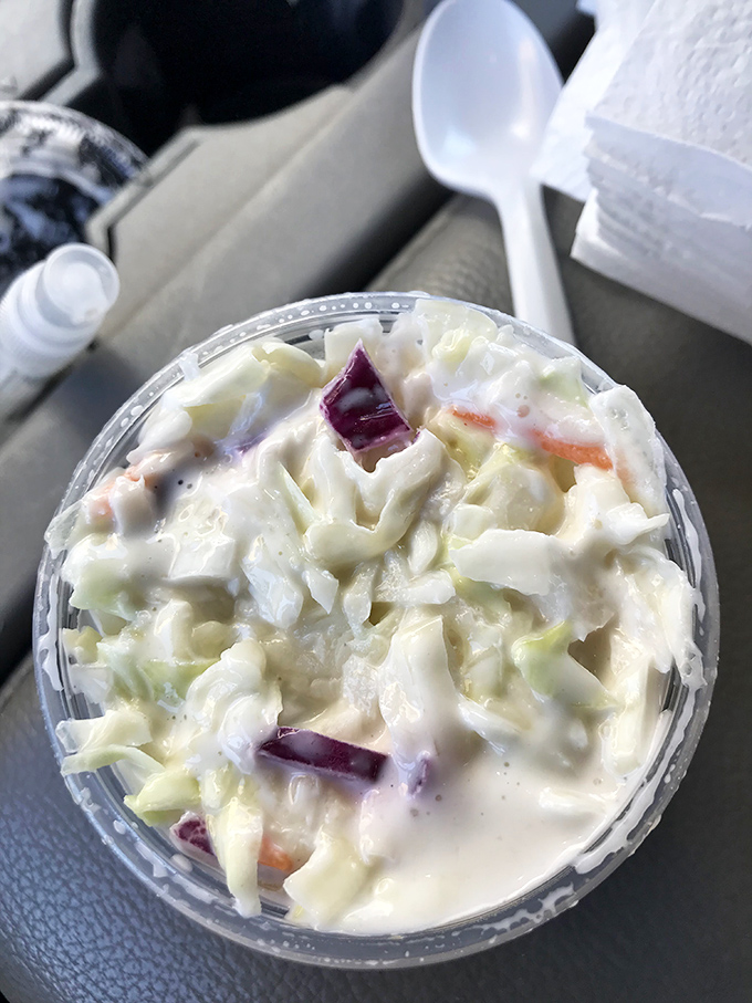 Coleslaw that knows its role: to provide cool, creamy contrast to all that hot, crispy goodness. The unsung hero of every great chicken meal.