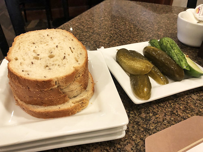 The bread and pickle plate&mdash;deli foreplay that sets the stage for the main event while telling you they respect tradition.