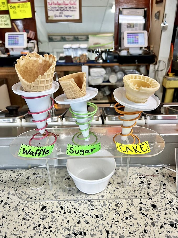 Yellow booths bathed in natural light create the perfect backdrop for ice cream memories that last longer than brain freeze.
