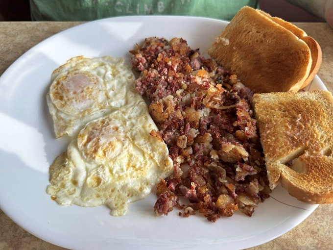 Corned beef hash with perfectly cooked eggs&mdash;the breakfast of champions, or at least the breakfast of people who appreciate proper seasoning.