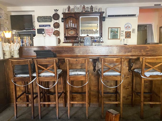 The service counter showcases traditional German efficiency with Southern charm that makes every guest feel welcome.