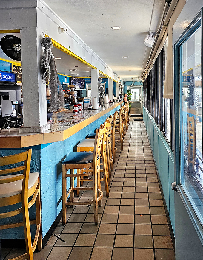 The counter where magic happens &ndash; turquoise blue like the Florida waters and just as welcoming after a long day at the beach.