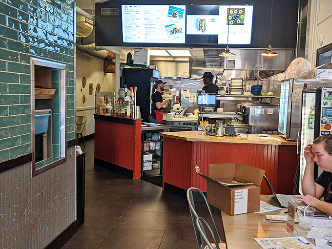 The open kitchen where burger magic happens. Like watching artists at work, if the art disappeared immediately into happy mouths.