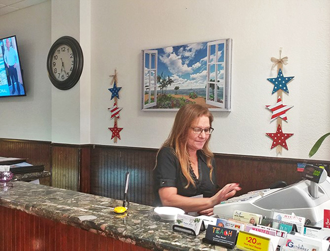 The front counter &ndash; where magic begins and bills end. Every great diner experience starts with a friendly face and the promise of coffee refills.