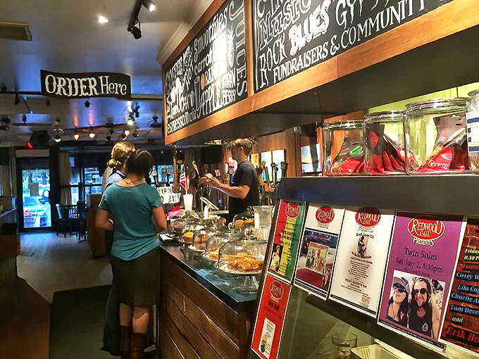 Where the magic happens: a counter filled with tempting pastries and staff ready to fuel your caffeine requirements.