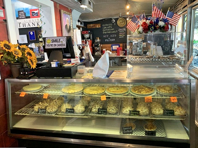That pie case isn't just displaying desserts&mdash;it's showcasing edible artwork. Each pie is a sweet Southern promise waiting to be kept.