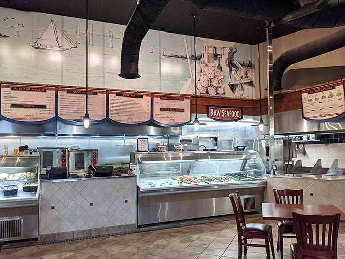 Where the magic happens: the seafood counter showcasing today's catch, as fresh as your excuses for why you need a second helping.