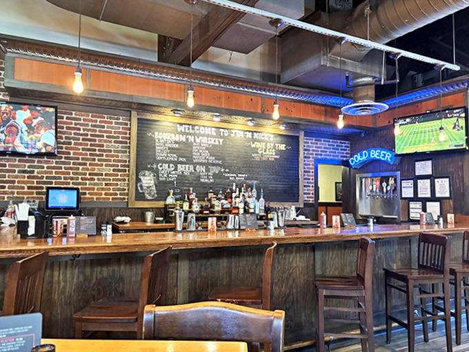 The bar area: where bourbon meets barbecue in a marriage so perfect it makes you wonder why anyone bothers with dating apps anymore.