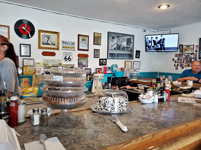 The counter is where the magic happens &ndash; part stage, part community table, where the pie display works better than any dating app.