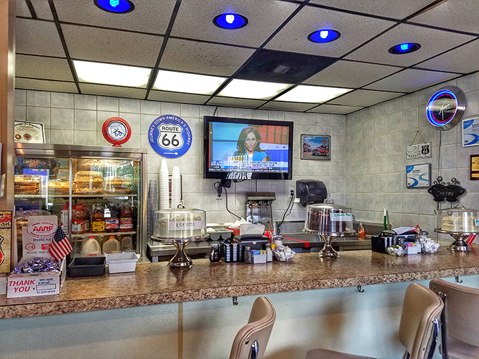 The counter where regulars gather, stories unfold, and the coffee flows as freely as friendly conversation.