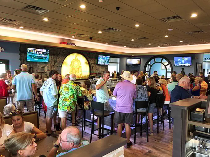 The bar area buzzes with the energy of people who've discovered that happiness can indeed be found at the bottom of a perfectly cooked steak.