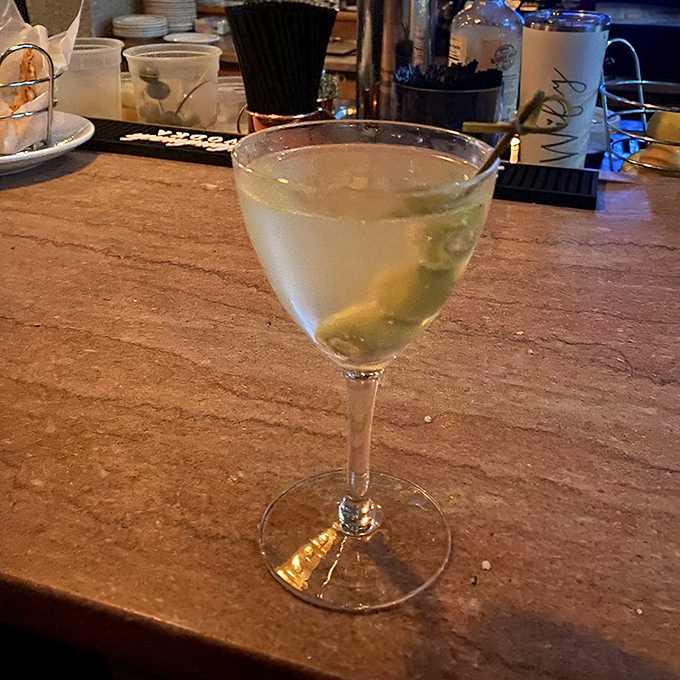 Crystal clear with just a hint of olive&mdash;the dirty martini that makes you wonder why you ever order anything else.