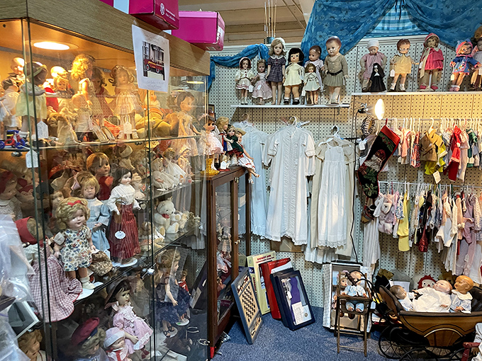 The doll section&mdash;equal parts charming and slightly unsettling. Those porcelain faces have seen things you wouldn't believe.