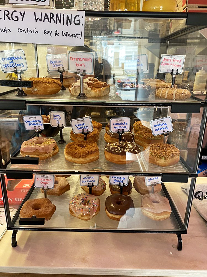 An allergy warning that's actually reassuring &ndash; these donuts contain soy and wheat, but nothing from our animal friends.