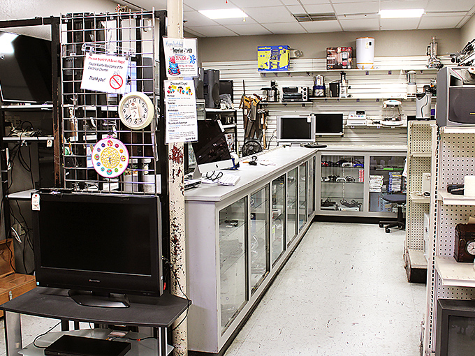 The electronics section &ndash; where yesterday's cutting-edge technology finds new purpose in the hands of tinkerers and nostalgic collectors.