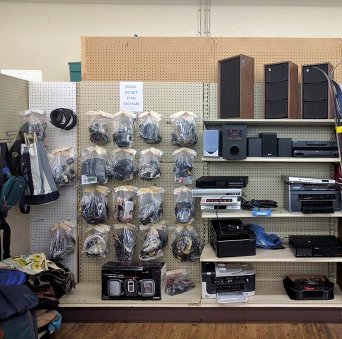 Electronics corner: where yesterday's technology finds tomorrow's home. Those bundled cords might contain exactly the adapter you've been searching for since 2015.